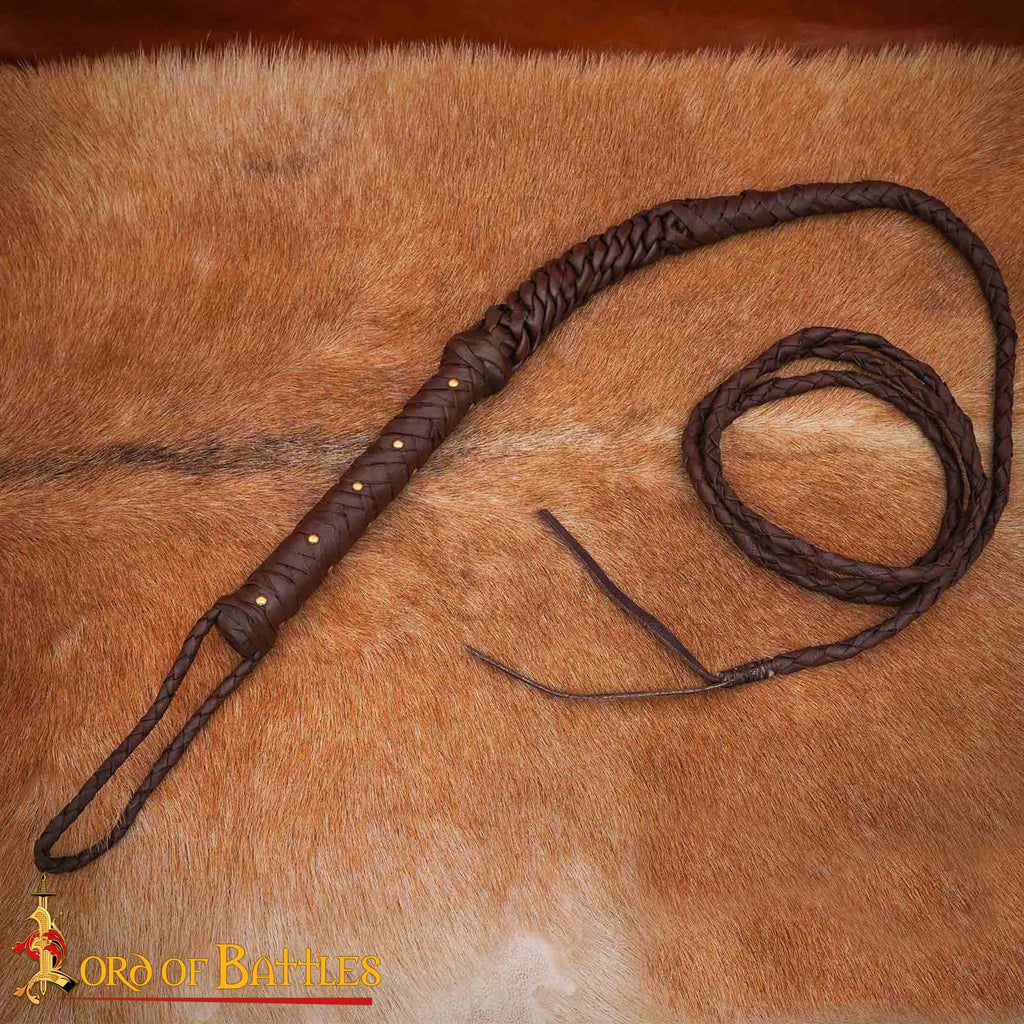 Medieval Leather Whip - Handcrafted Braided Design