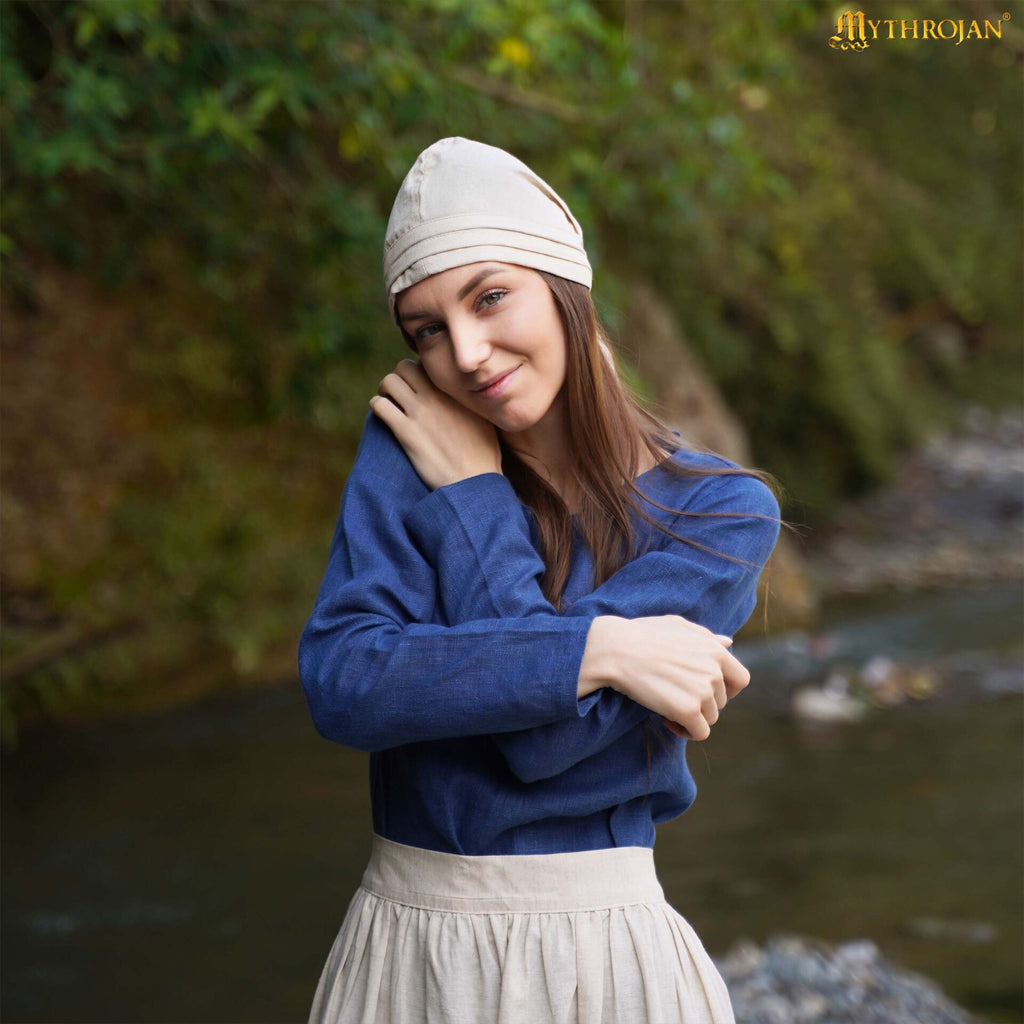 Medieval Saint Birgitta Hat in Linen and Cotton for Larp